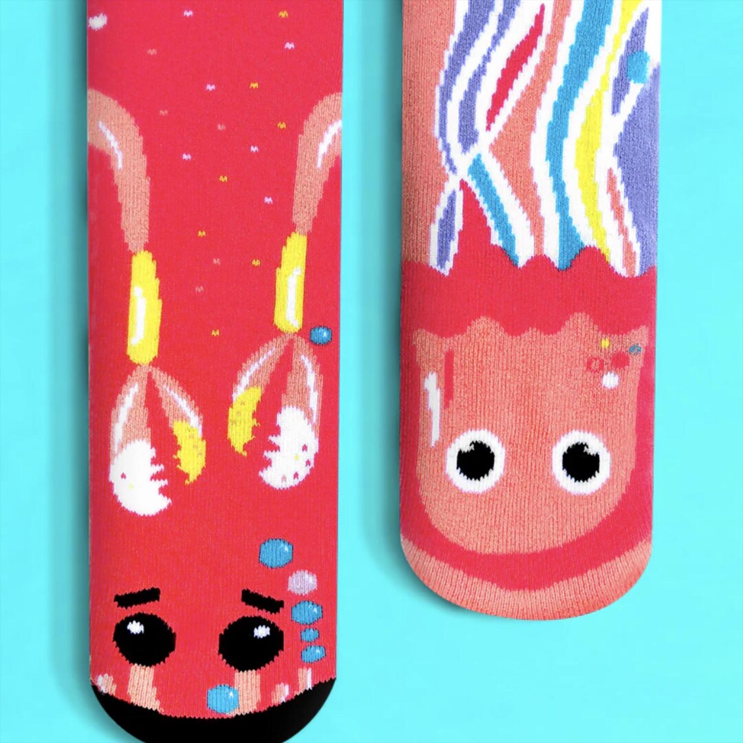 Crab & Jellyfish Colorful Mismatched Sea Animal Socks With No Slip ...