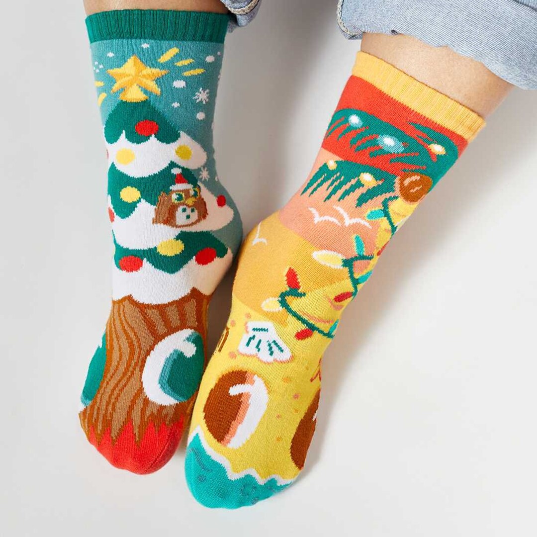 Piney & Coco Mismatched Christmas Trees Socks for Adults - Etsy