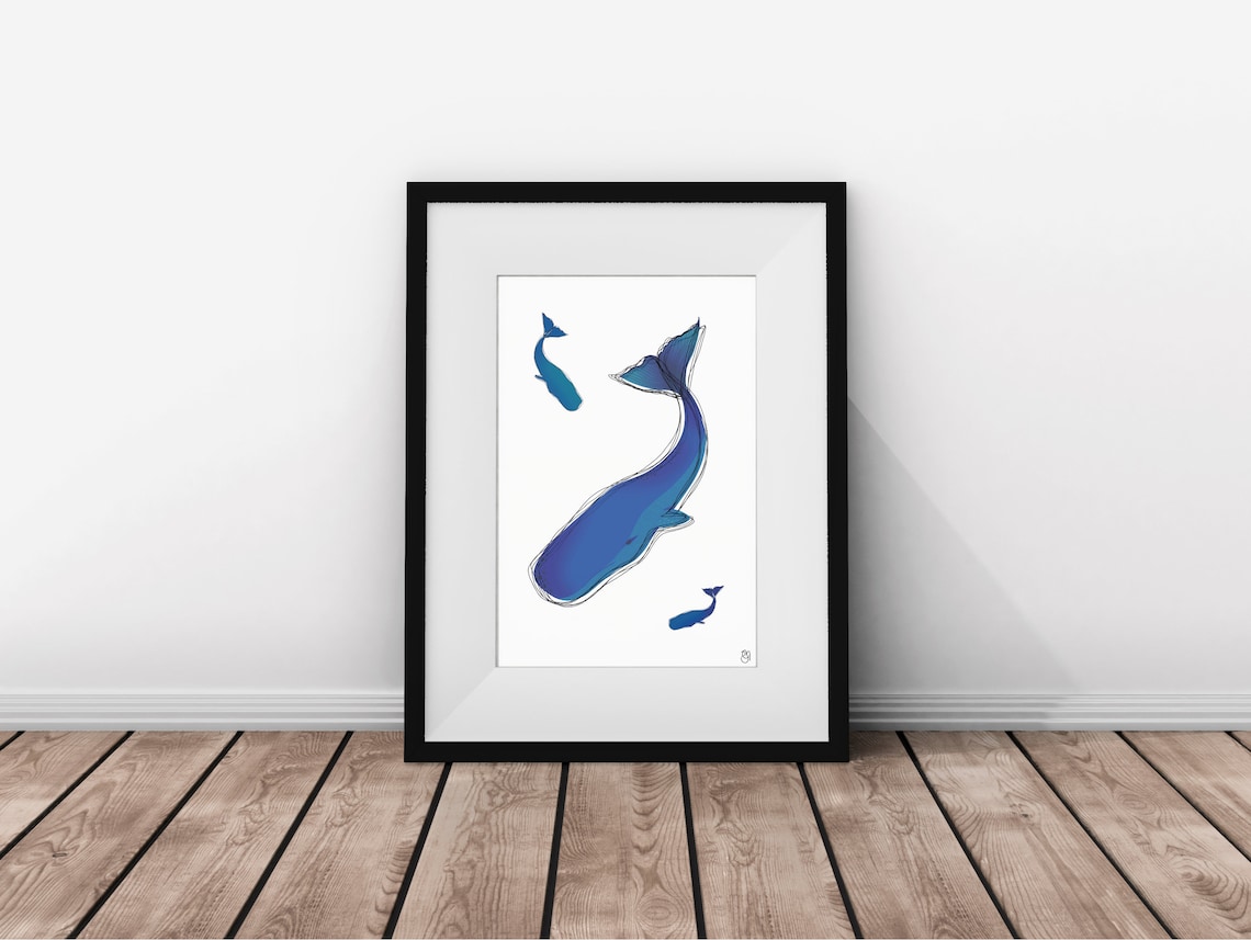 Whale Song, Blue Whales in the Sea - Etsy
