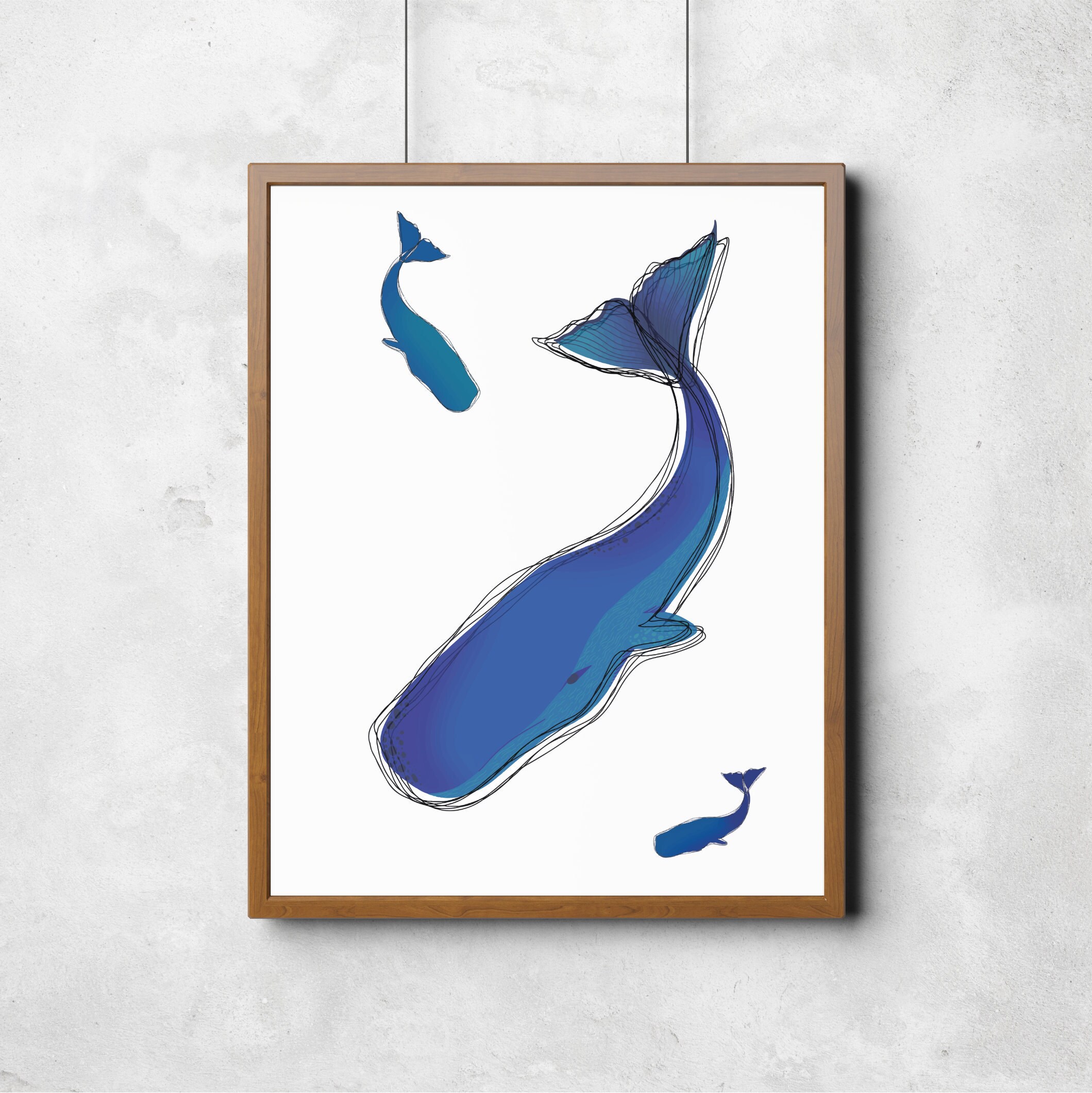 Whale Song, Blue Whales in the Sea - Etsy