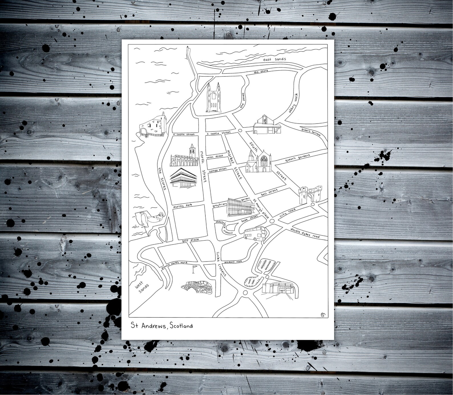 Hand-drawn Map of St Andrews Scotland Instant Download | Etsy