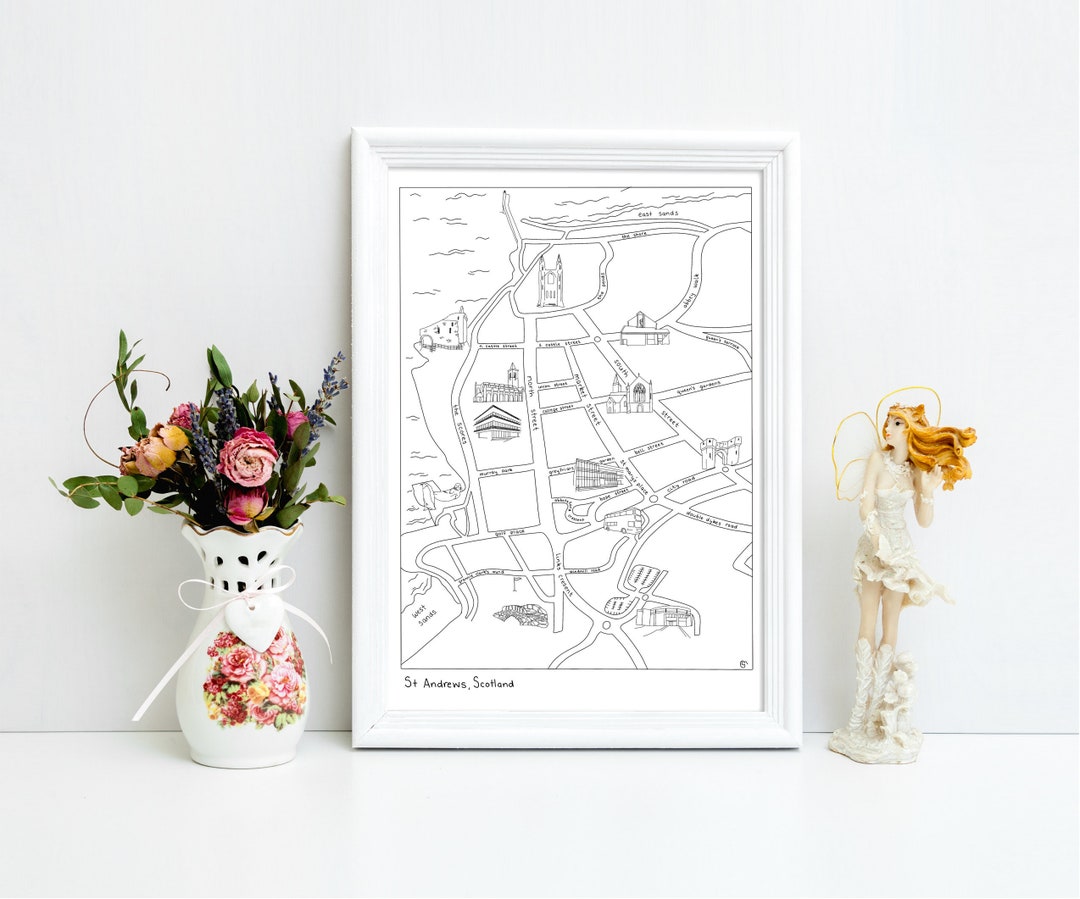 Hand-drawn Map of St Andrews, Scotland- Instant Download - Etsy