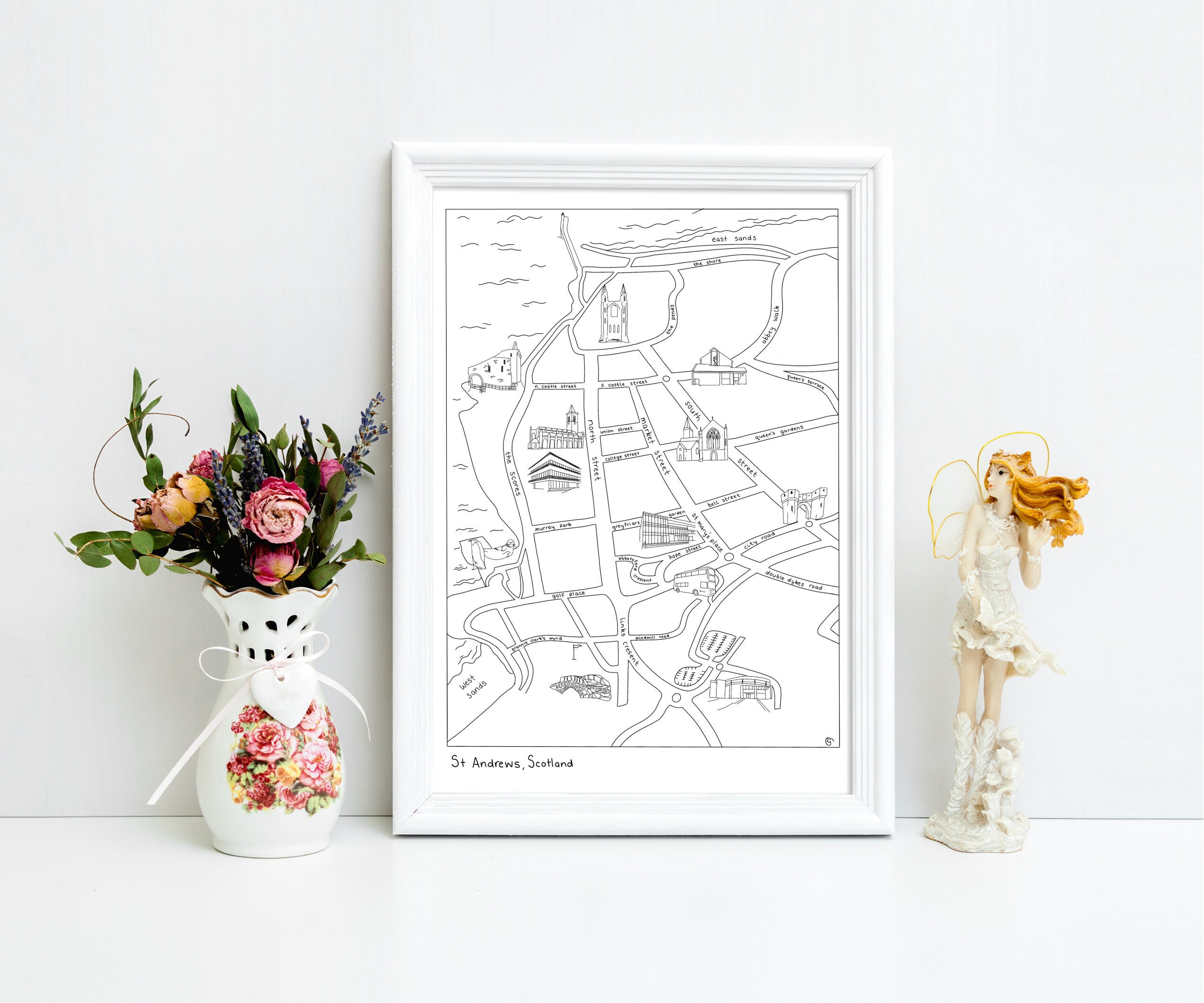 Hand-drawn Map of St Andrews, Scotland- Instant Download - Etsy