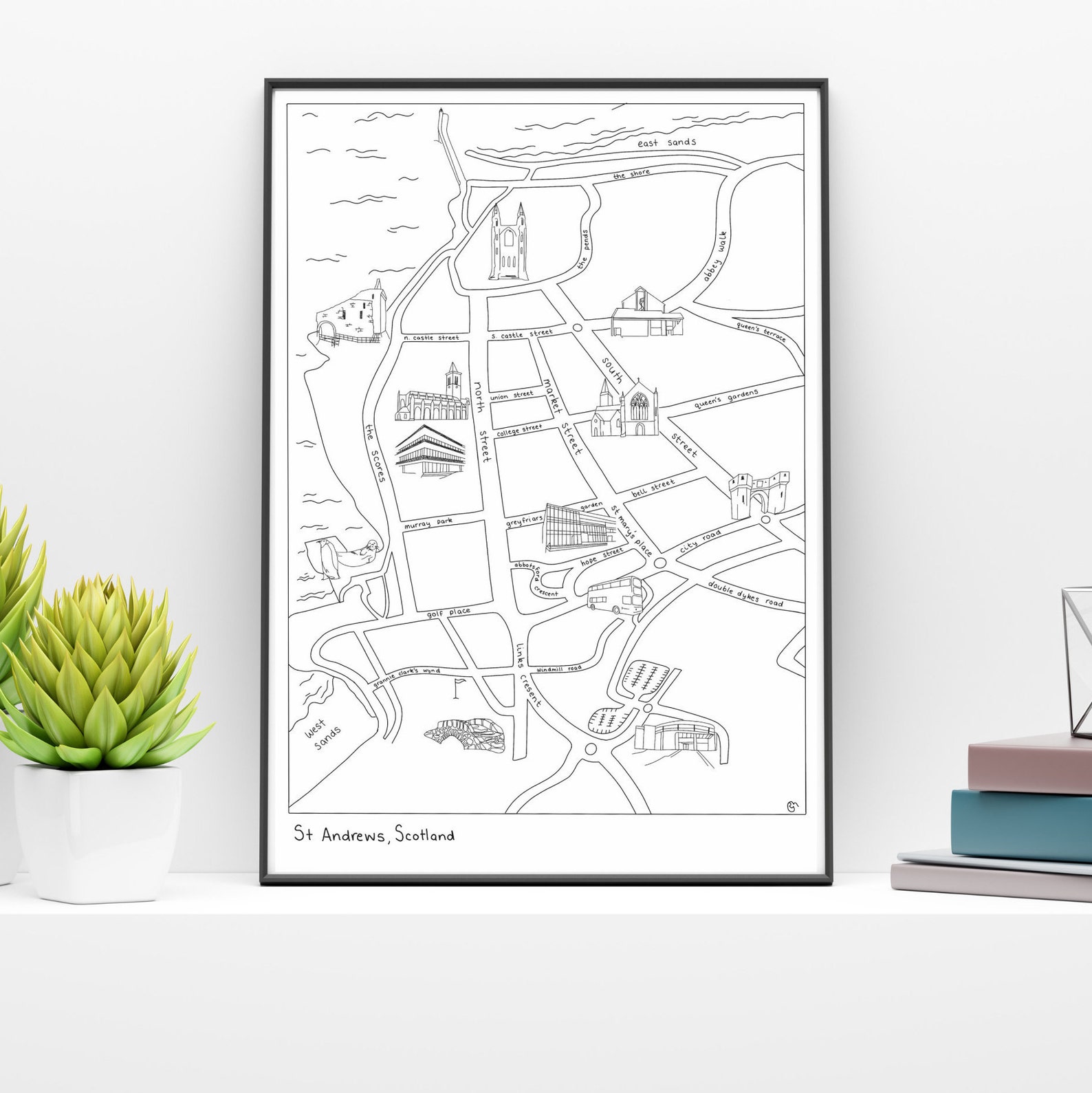 Hand-drawn Map of St Andrews, Scotland- Instant Download - Etsy