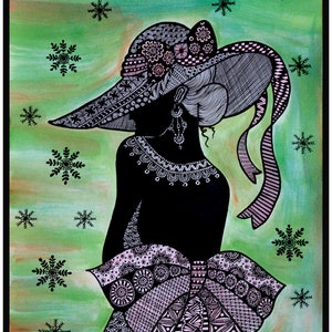 Woman With Hat Zentangle Art Print - Etsy