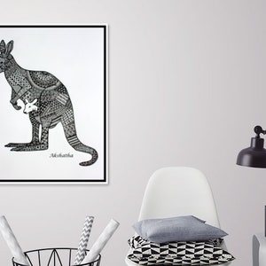 Australian Kangaroo Zentangle Art Print - Etsy