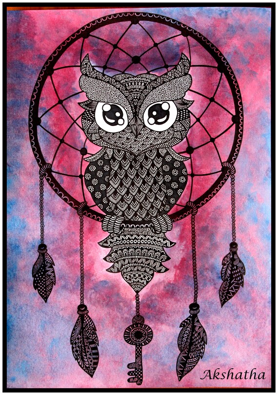 Owl Dreamcatcher Drawing