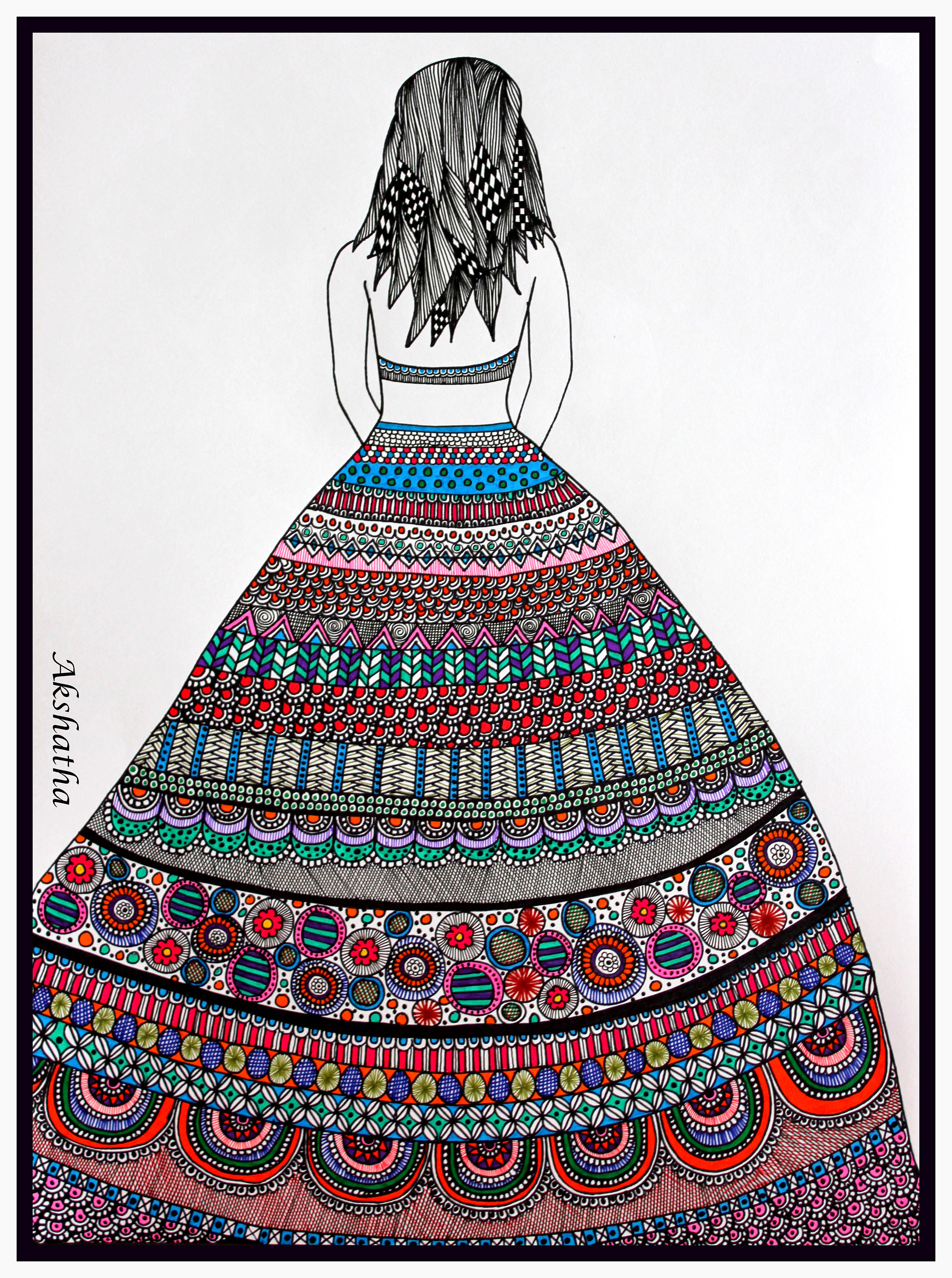 Buy Pretty Girl Zentangle Print Online in India - Etsy