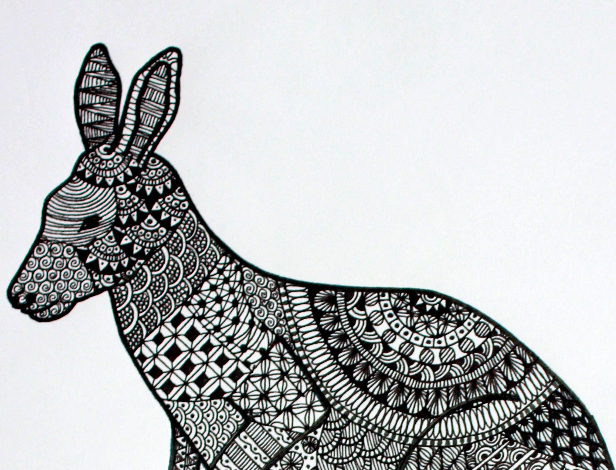 Australian Kangaroo Zentangle Art Print - Etsy