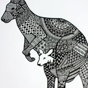 Australian Kangaroo Zentangle Art Print - Etsy