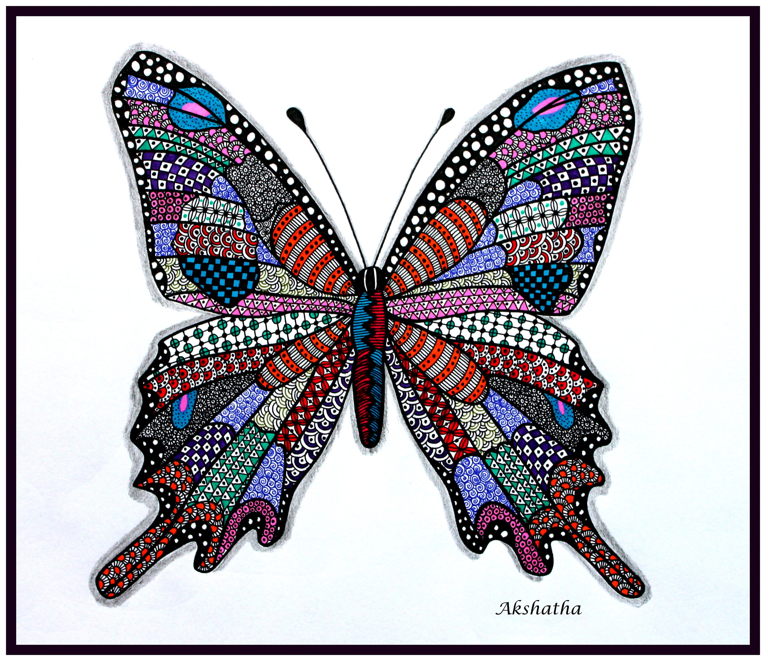 Colorful Butterfly Zentangle Print - Etsy
