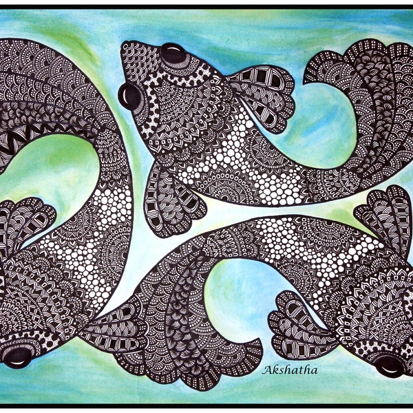 Fish Zentangle - Etsy