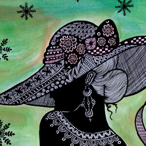 Buy Woman With Hat Zentangle Art Print Online in India - Etsy