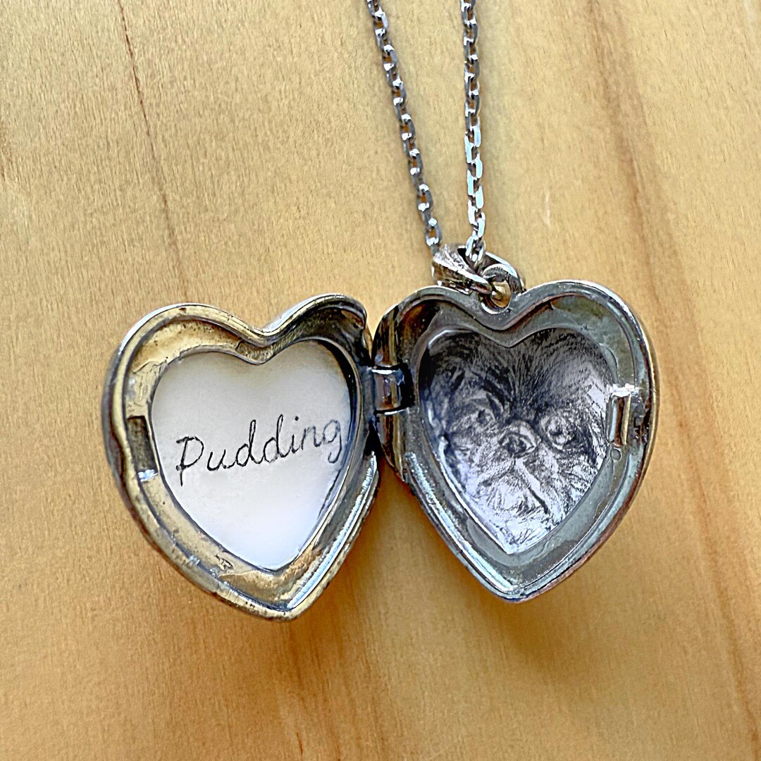 Custom Pet Portrait Locket Necklace | Personalized Sterling Silver Pet ...
