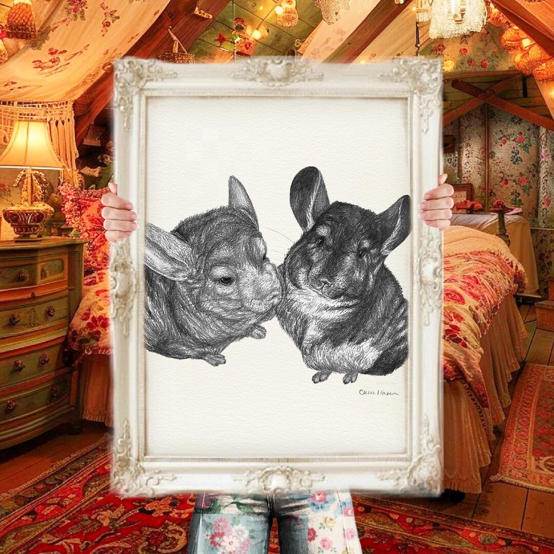 Custom Chinchilla Portrait Drawing | Hand Drawn Chinchilla Artwork ...