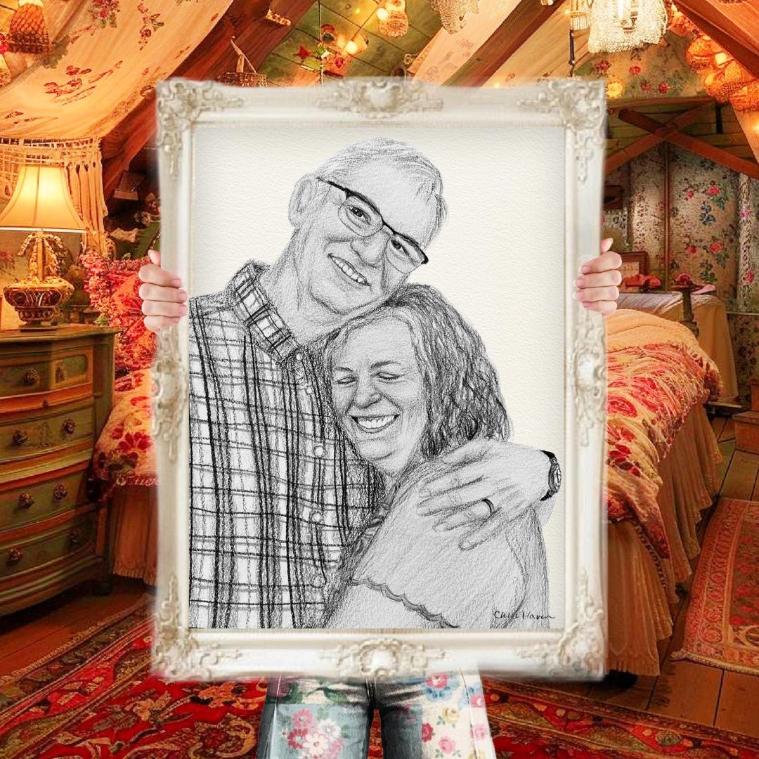 Custom Hand Drawn Loved Ones Portrait | Personalized Family Artwork ...
