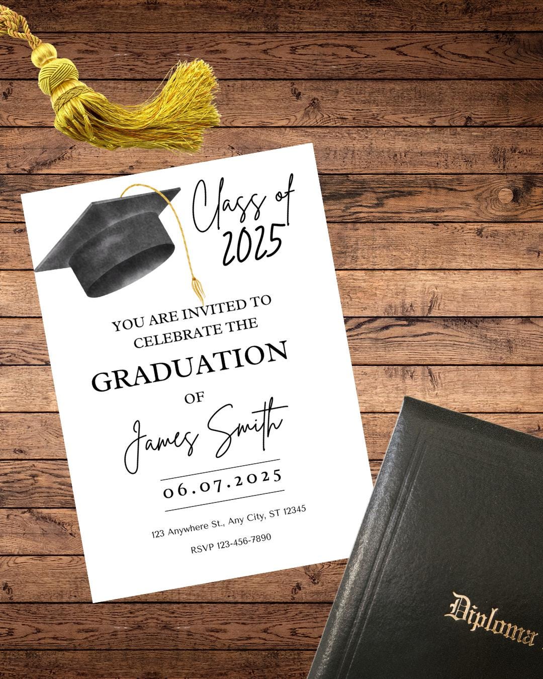 Graduation Hat Invitation Template - Etsy