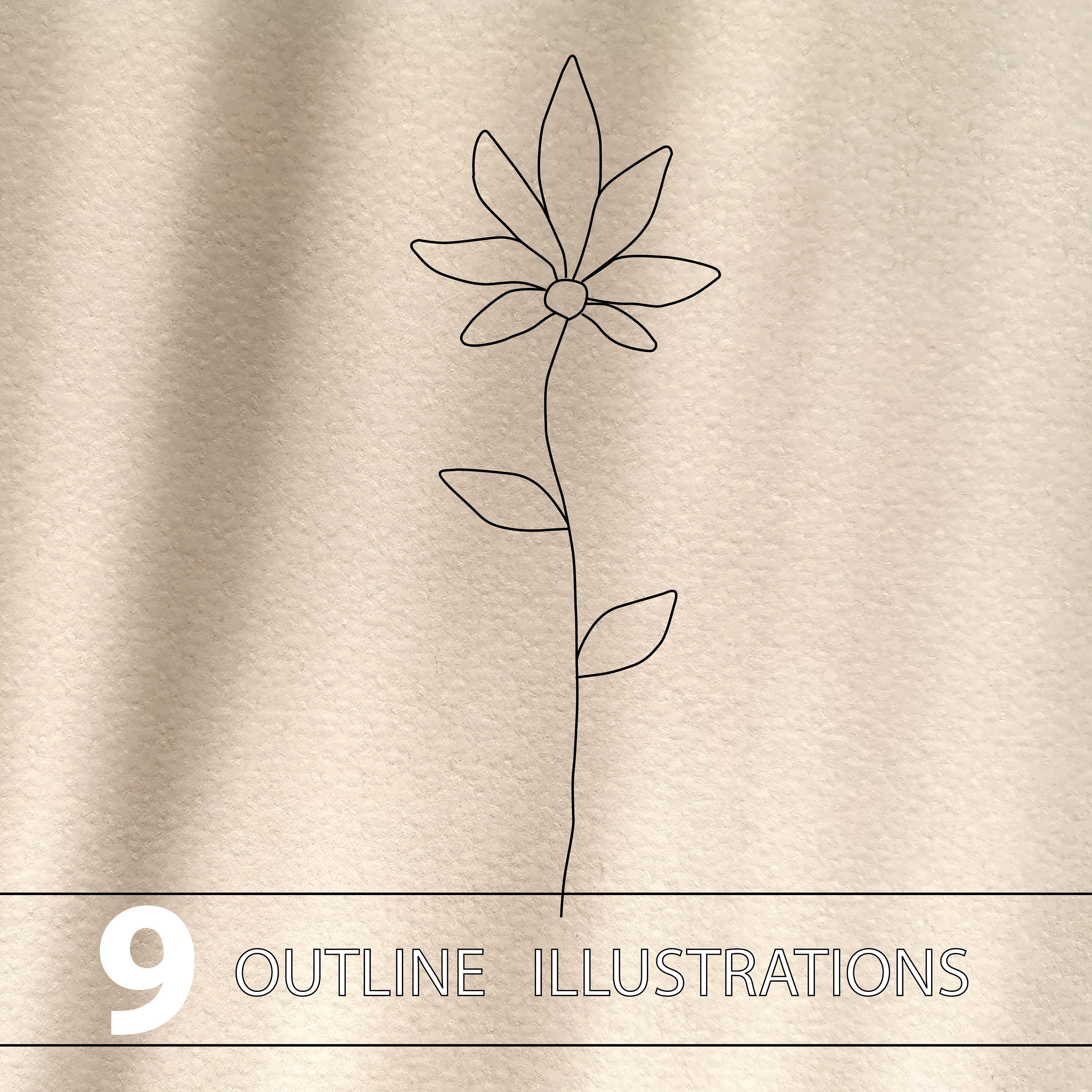Single Flower Clip Art Bundle, Botanical Illustrations, Line Vector ...
