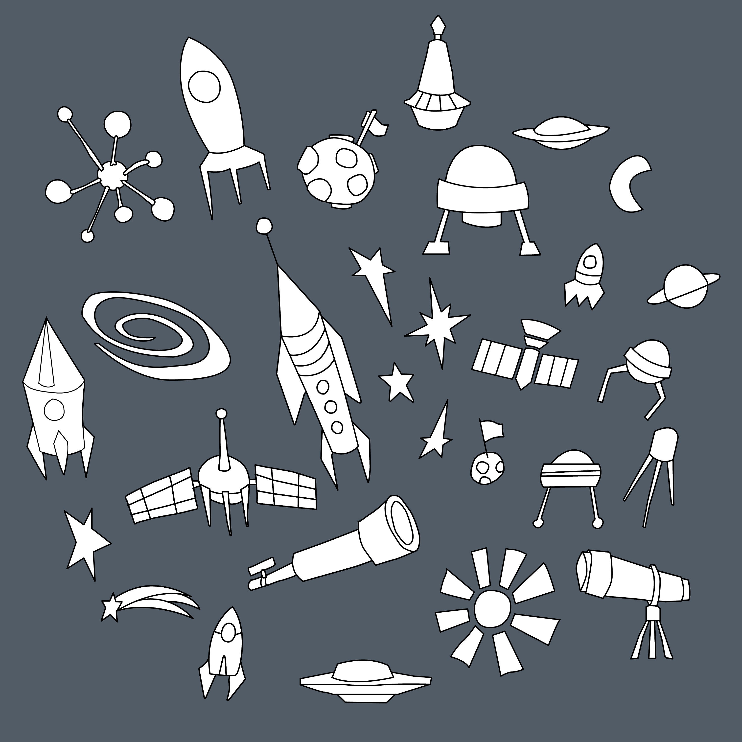 SPACE Clip Art ILLUSTRATION Instant Download in Svg Pdf Ai - Etsy