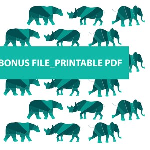 Endangered ANIMALS Clip Art ILLUSTRATION Rhinoceros Elephant Polar Bear ...