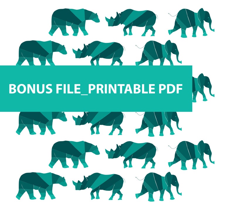 Endangered ANIMALS Clip Art ILLUSTRATION Rhinoceros Elephant Polar Bear ...