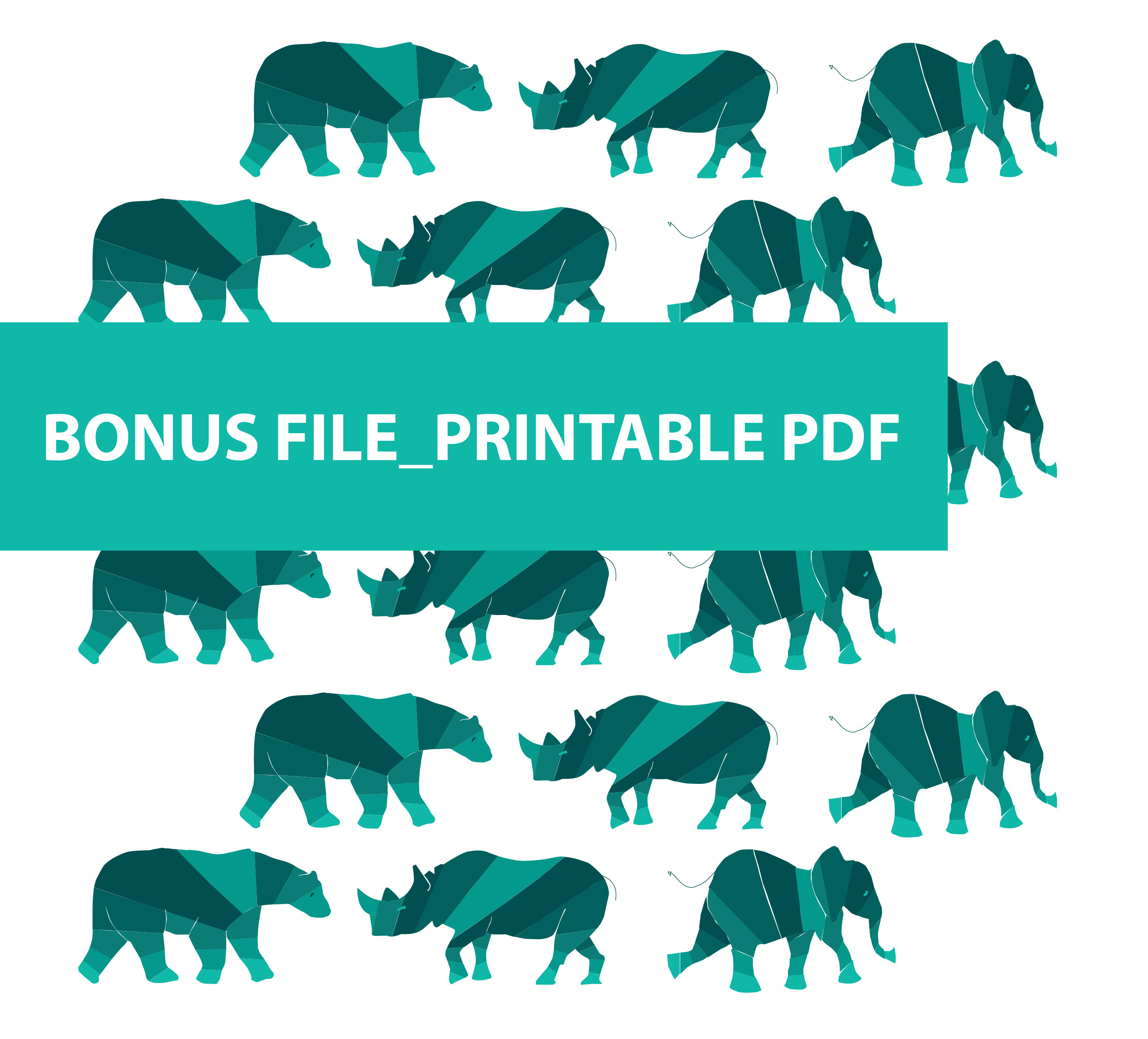 Endangered ANIMALS Clip Art ILLUSTRATION Rhinoceros Elephant | Etsy UK