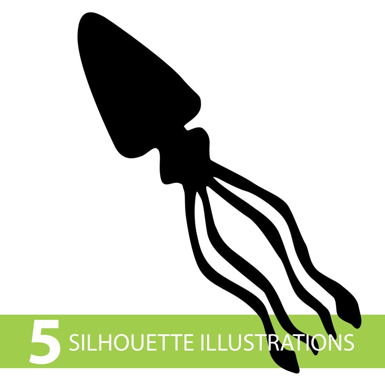 SQUID SILHOUETTE ILLUSTRATIONS Drawing in Svg Pdf Ai Jpg Png - Etsy