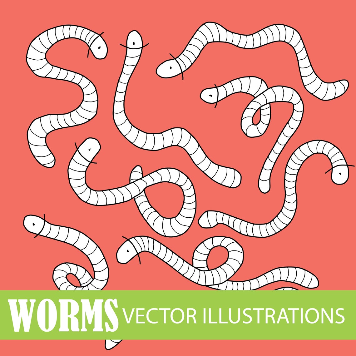 WORMS Clip Art ILLUSTRATION Instant Download in Svg Pdf Ai - Etsy