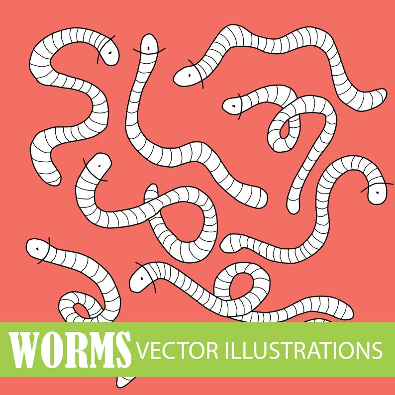 WORMS Clip Art ILLUSTRATION, Instant Download in Svg Pdf Ai Jpg Png Dxf ...