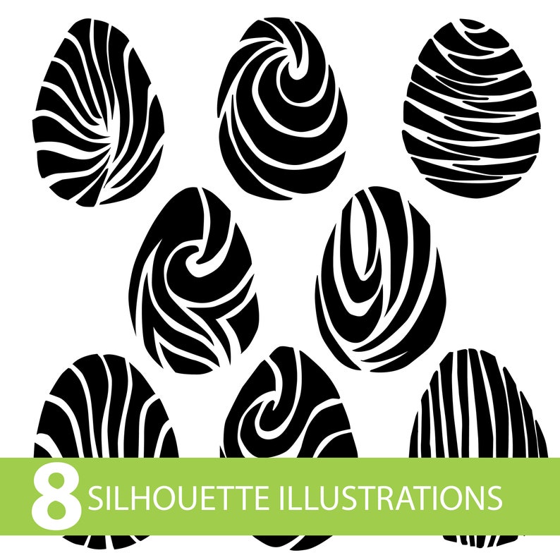 EASTER Eggs SILHOUETTE ILLUSTRATIONS, Instant Download in Svg Pdf Ai ...