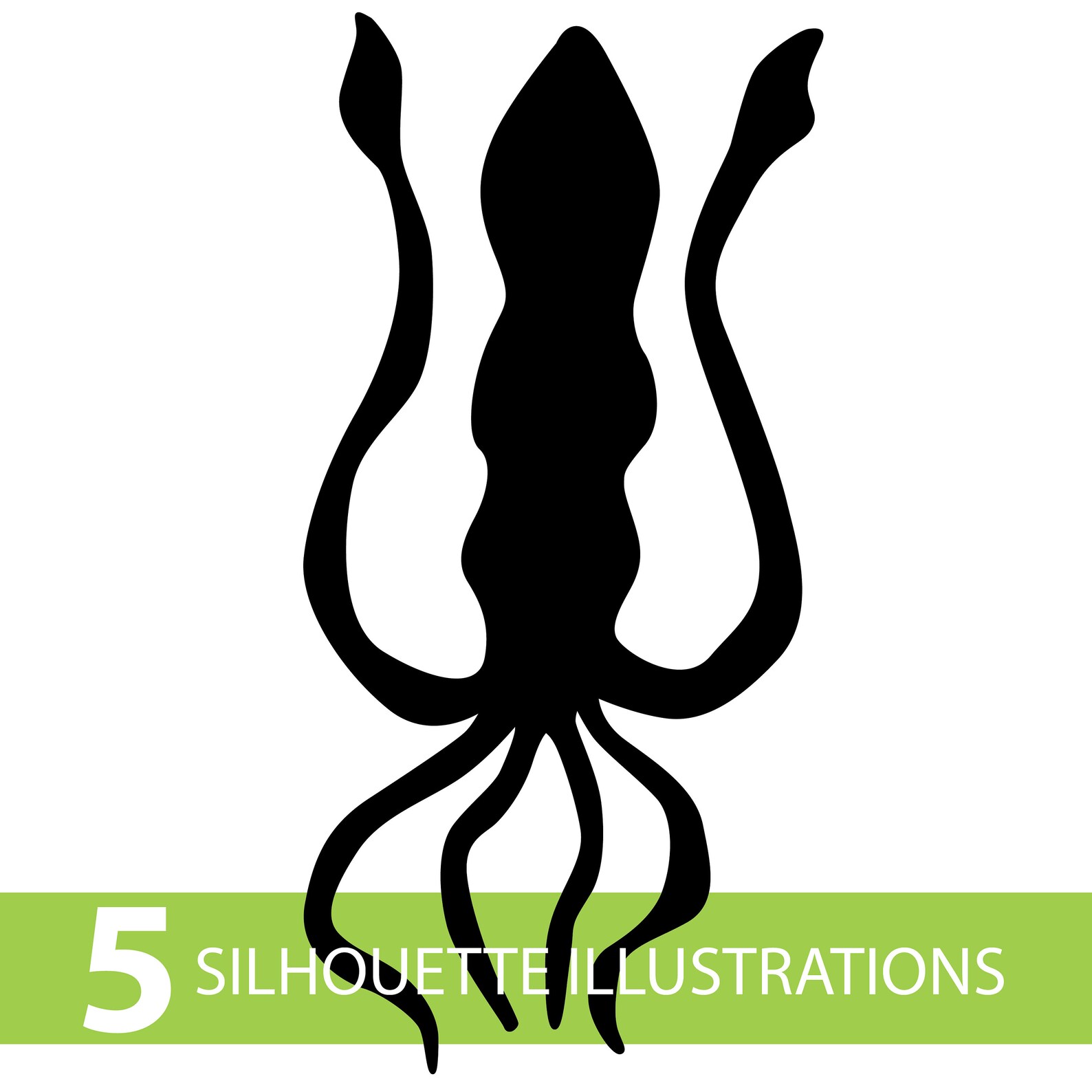 SQUID SILHOUETTE ILLUSTRATIONS Drawing in Svg Pdf Ai Jpg Png - Etsy