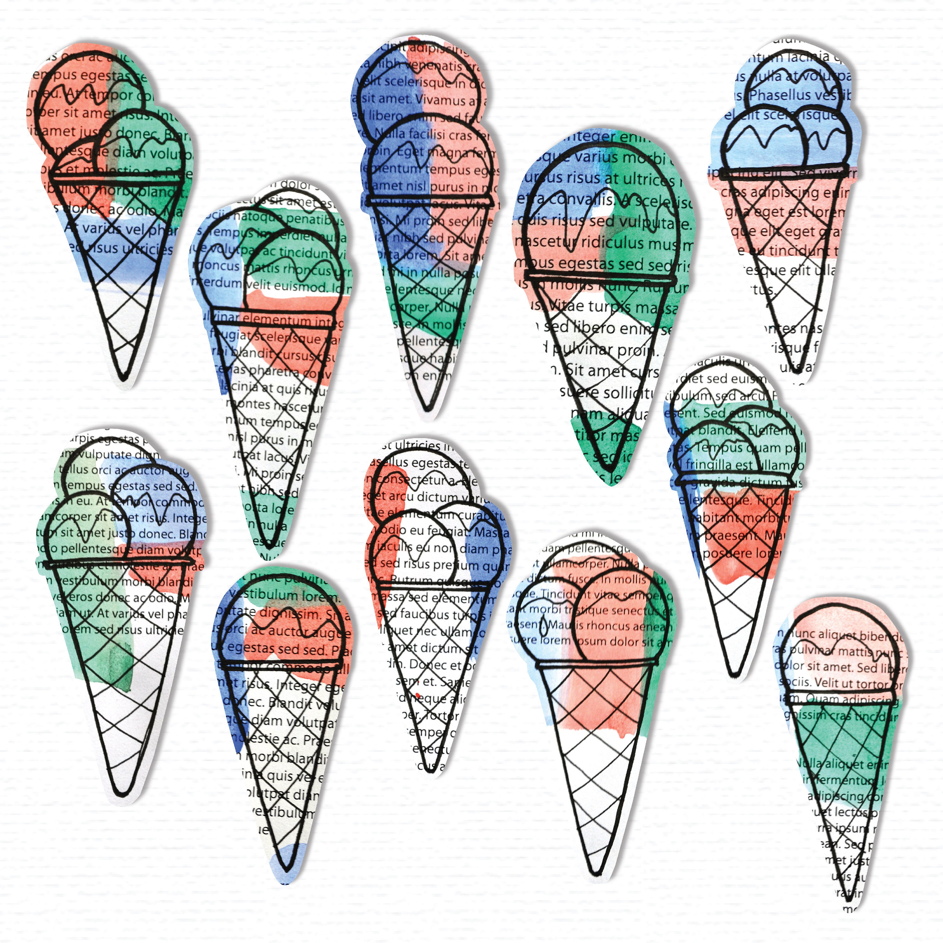 WATERCOLOR hand drawn ICE Cream Cone PNG Clip Art sweets | Etsy