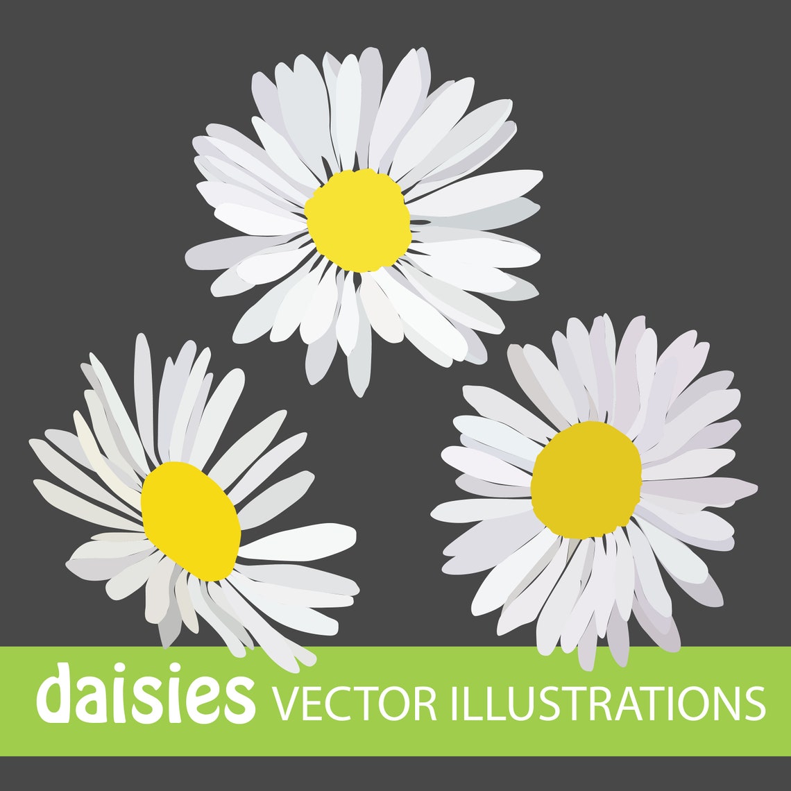 Flower Daisies Clip Art ILLUSTRATION Instant Download Hand - Etsy