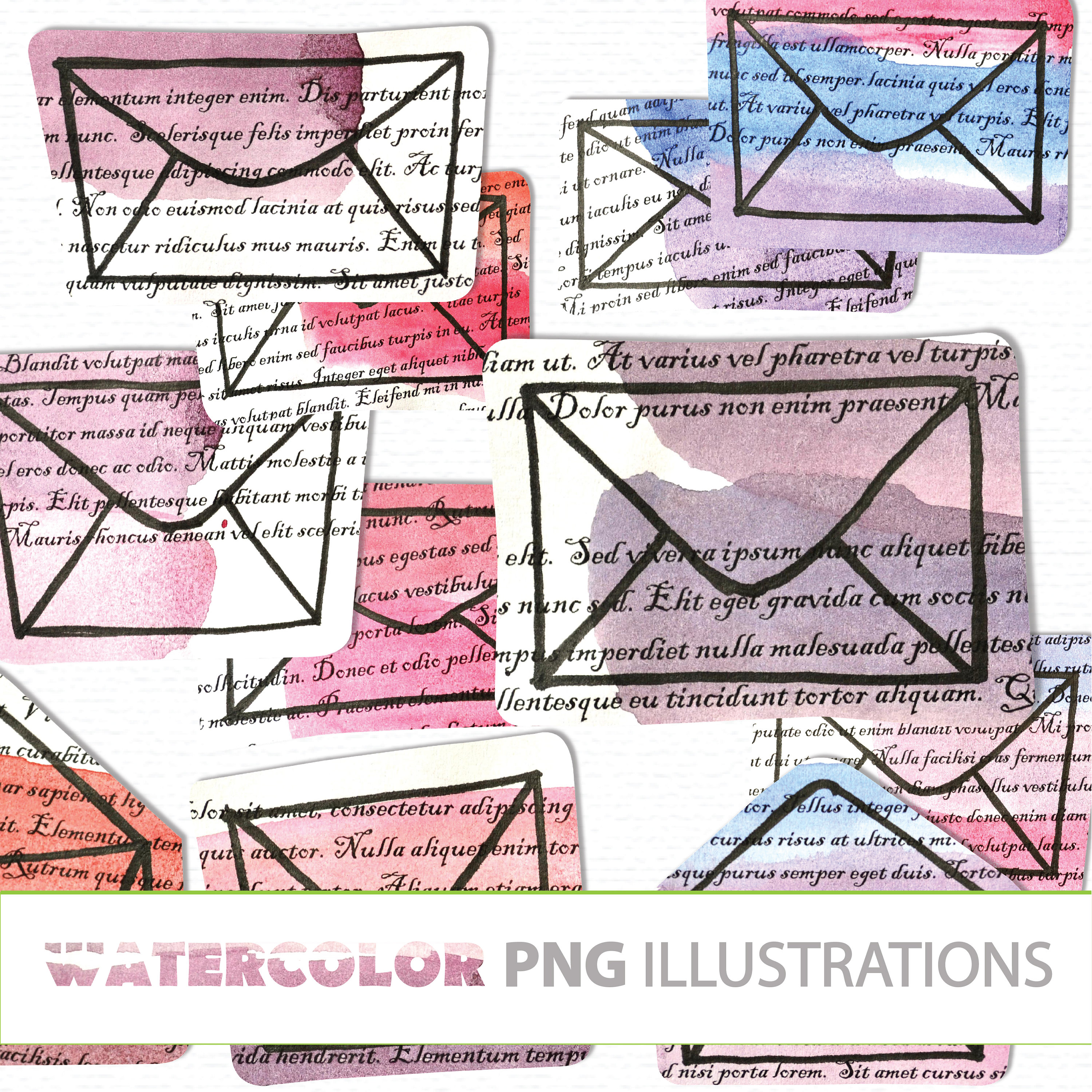 WATERCOLOR Hand Drawn Letter Envelope PNG Clip Art Mail - Etsy