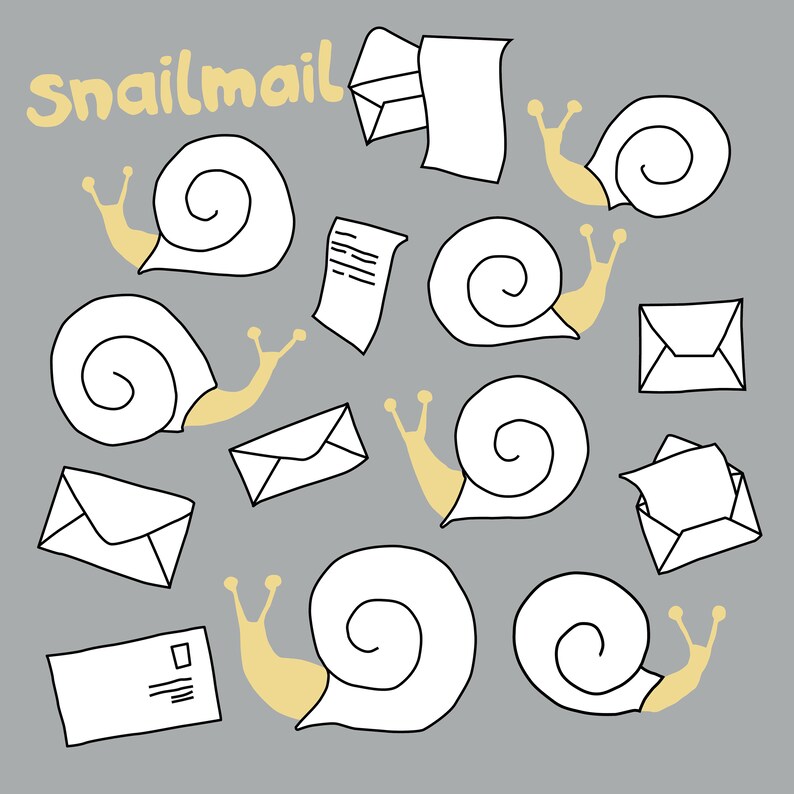 SNAIL MAIL Clip Art ILLUSTRATION, Instant Download in Svg Pdf Ai Jpg ...