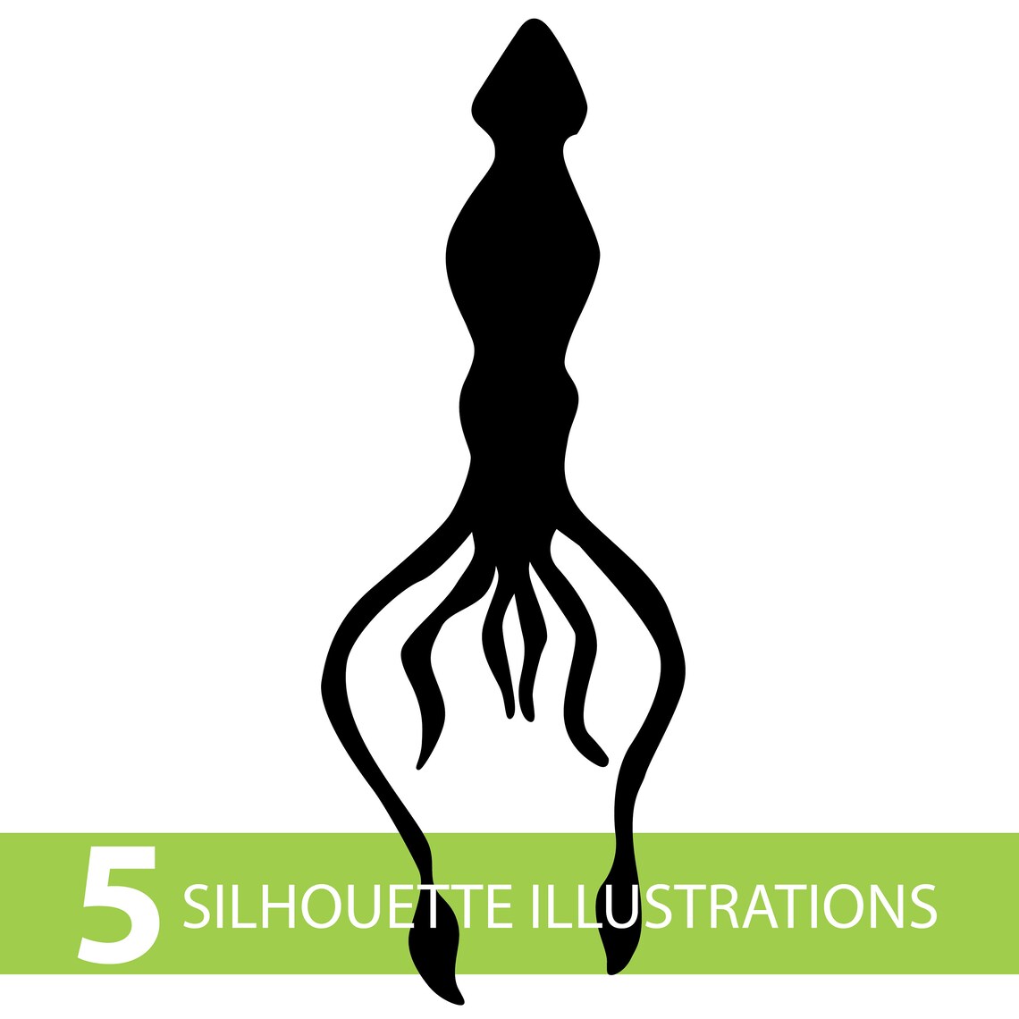 SQUID SILHOUETTE ILLUSTRATIONS Drawing in Svg Pdf Ai Jpg Png - Etsy