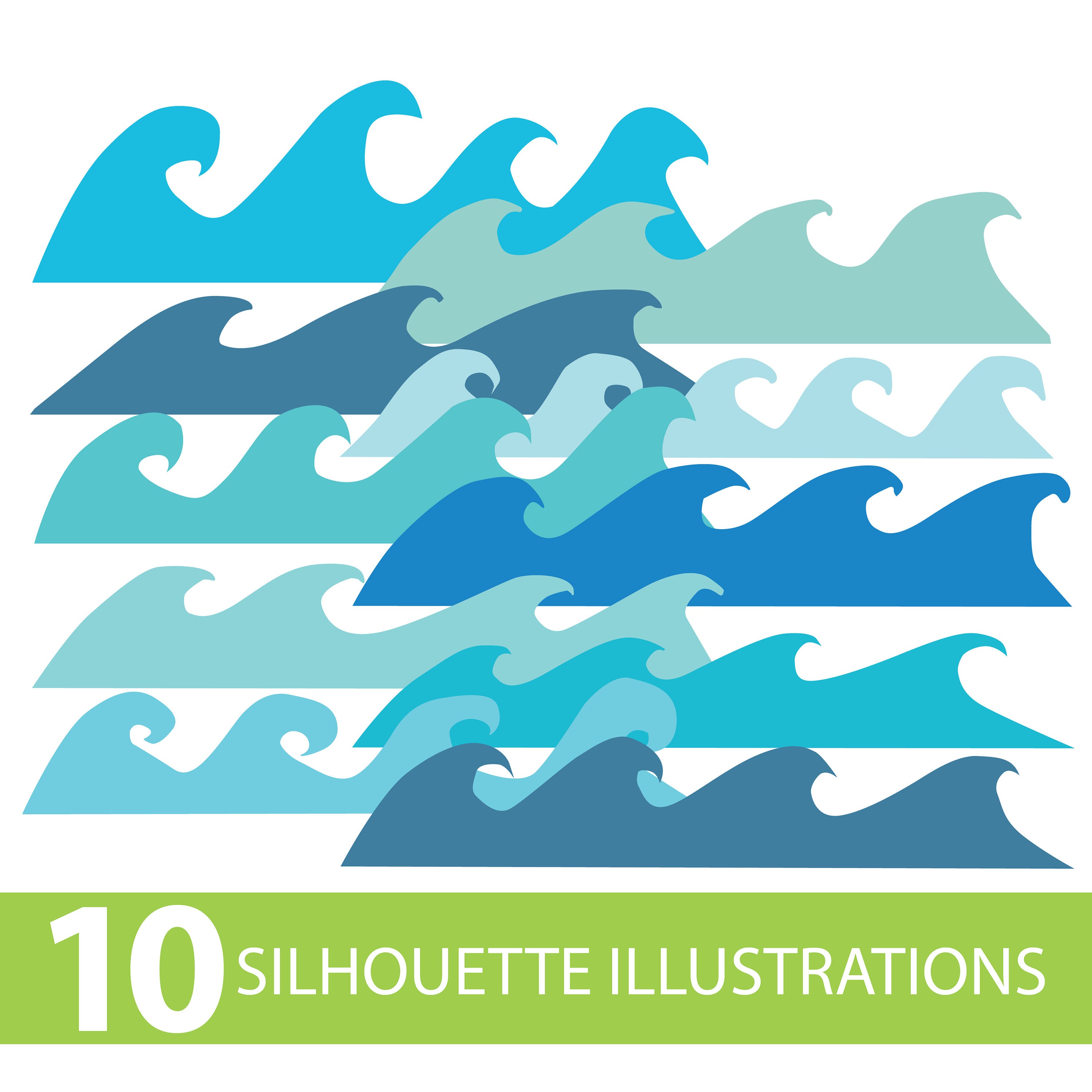 WAVES SILHOUETTE ILLUSTRATION Drawing in Svg Pdf Ai Jpg Png Dxf Format ...