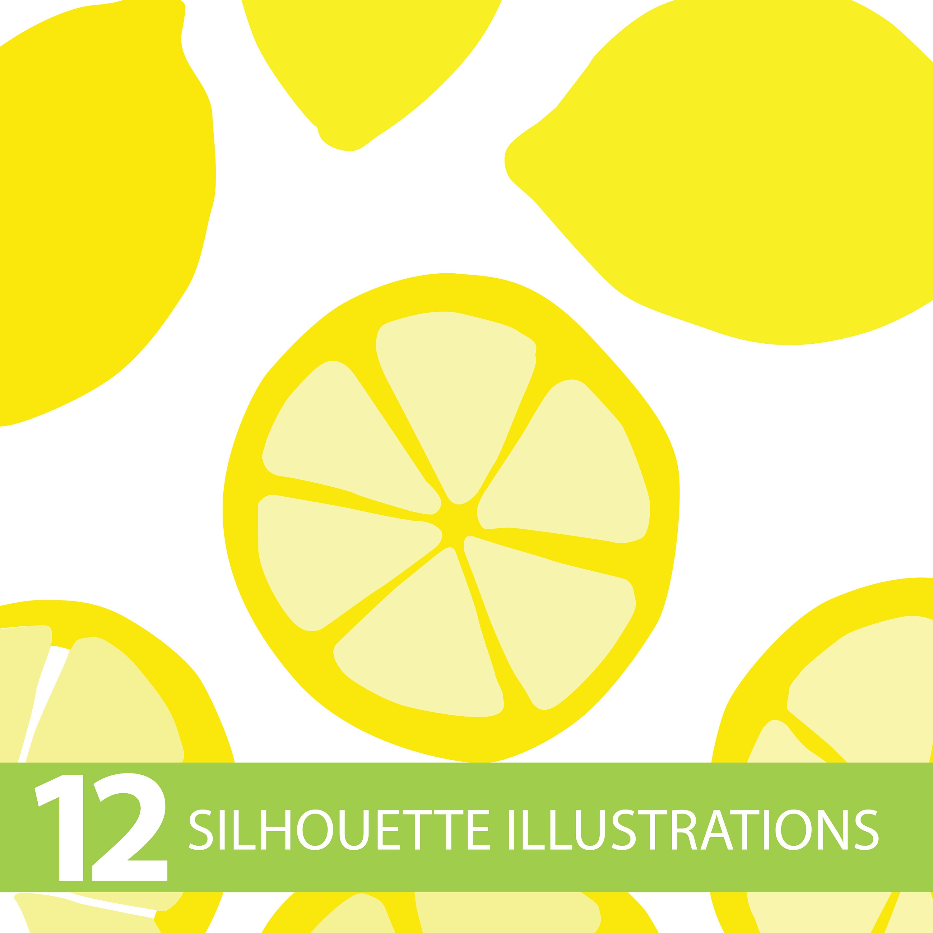 LEMON SILHOUETTE ILLUSTRATIONS, Drawing in Svg Pdf Ai Jpg Png Dxf, Cut ...