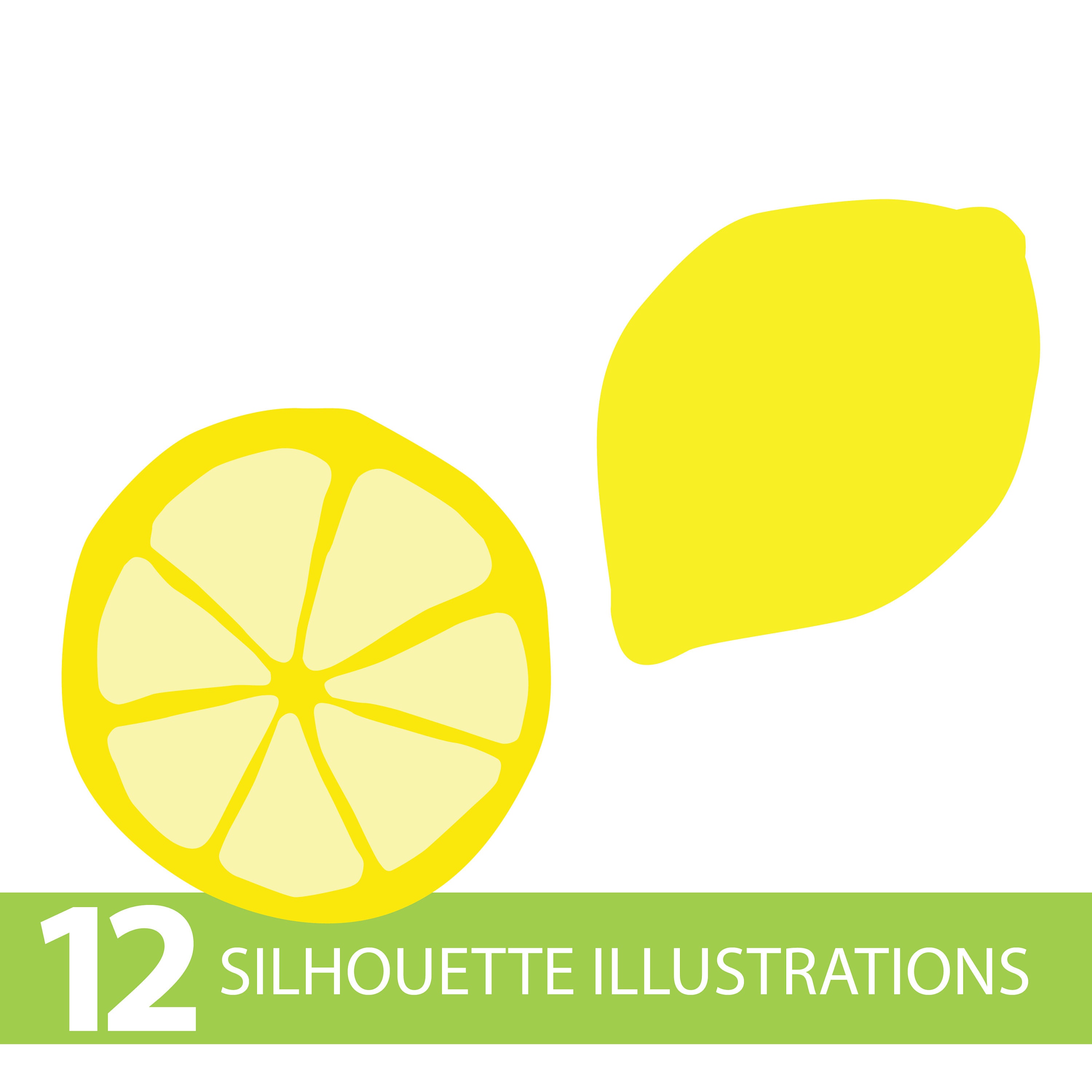 LEMON SILHOUETTE ILLUSTRATIONS, Drawing in Svg Pdf Ai Jpg Png Dxf, Cut ...