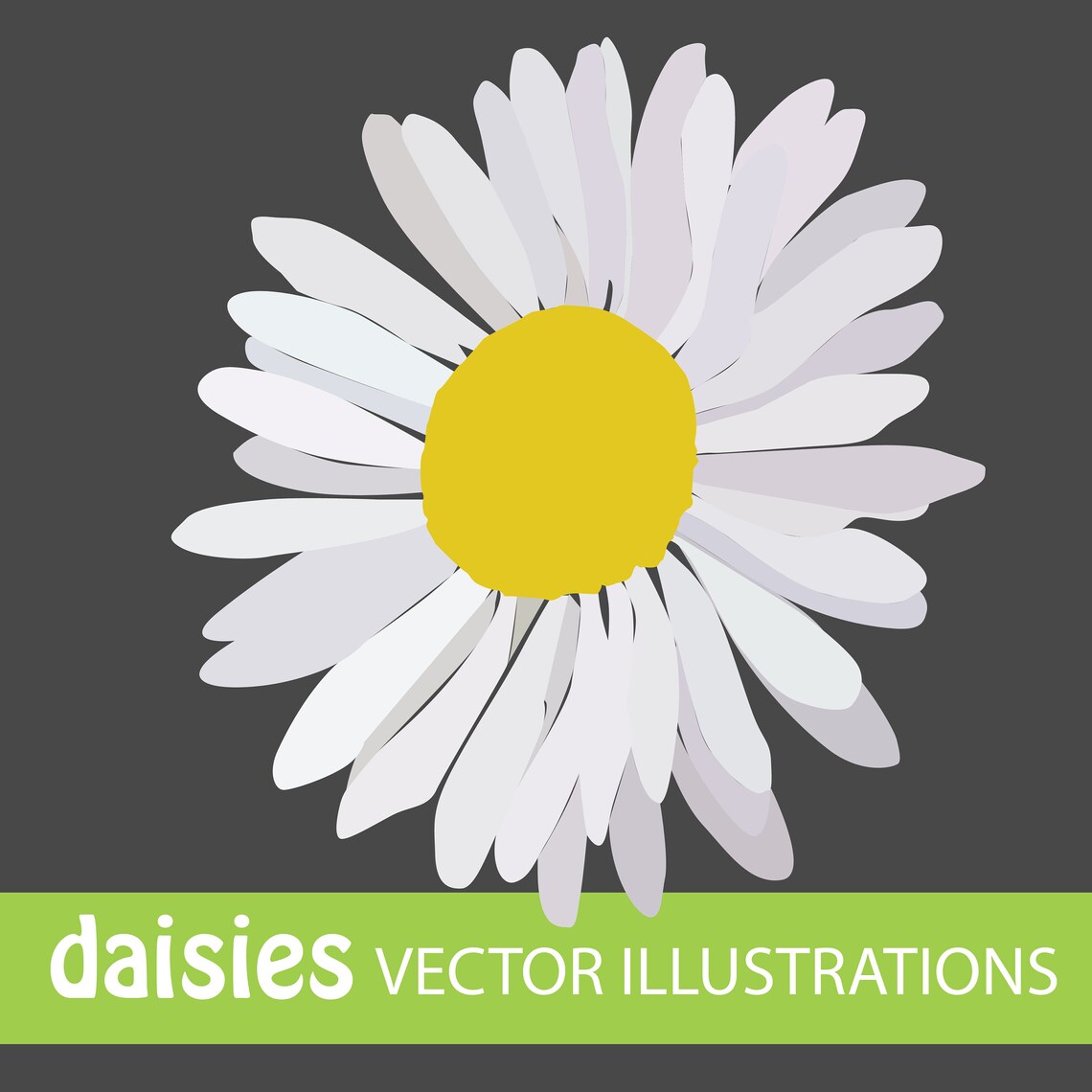 Flower Daisies Clip Art ILLUSTRATION Instant Download Hand - Etsy