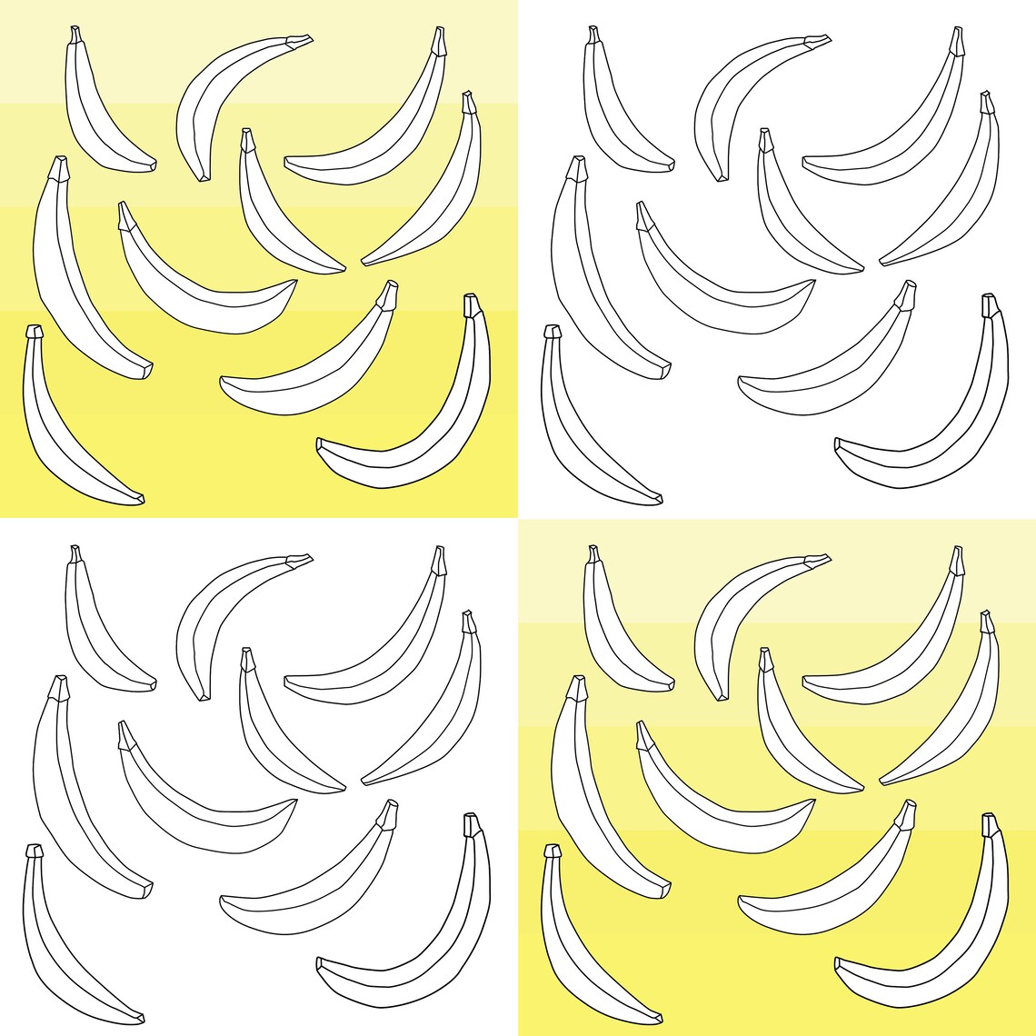 BANANA FRUIT Clip Art ILLUSTRATION Instant Download in Svg - Etsy