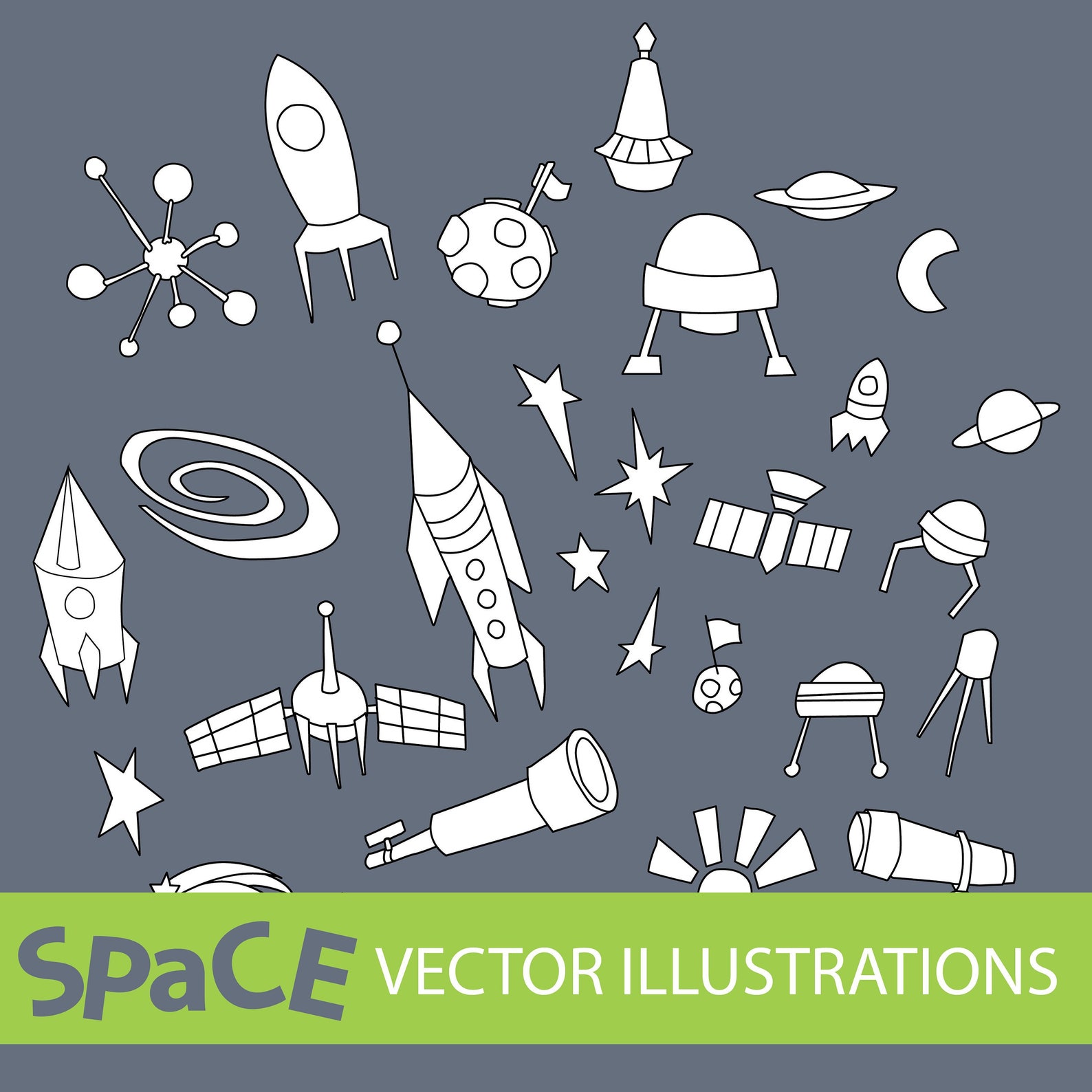 SPACE Clip Art ILLUSTRATION Instant Download in Svg Pdf Ai - Etsy