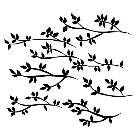 Tree Branch With Leaves Silhouette