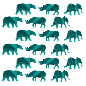 Endangered ANIMALS Clip Art ILLUSTRATION Rhinoceros Elephant Polar Bear ...