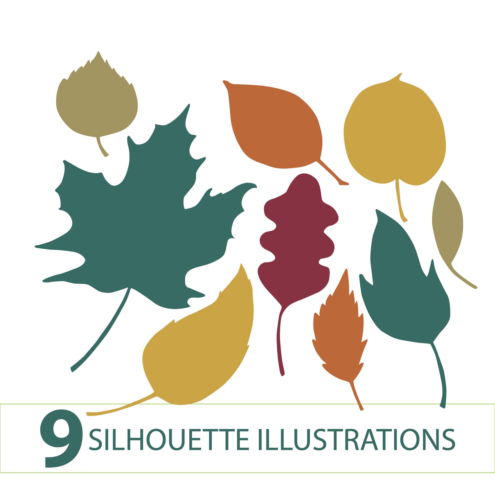 Autumn LEAVES Floral SILHOUETTE ILLUSTRATIONS, Instant Download in Svg ...