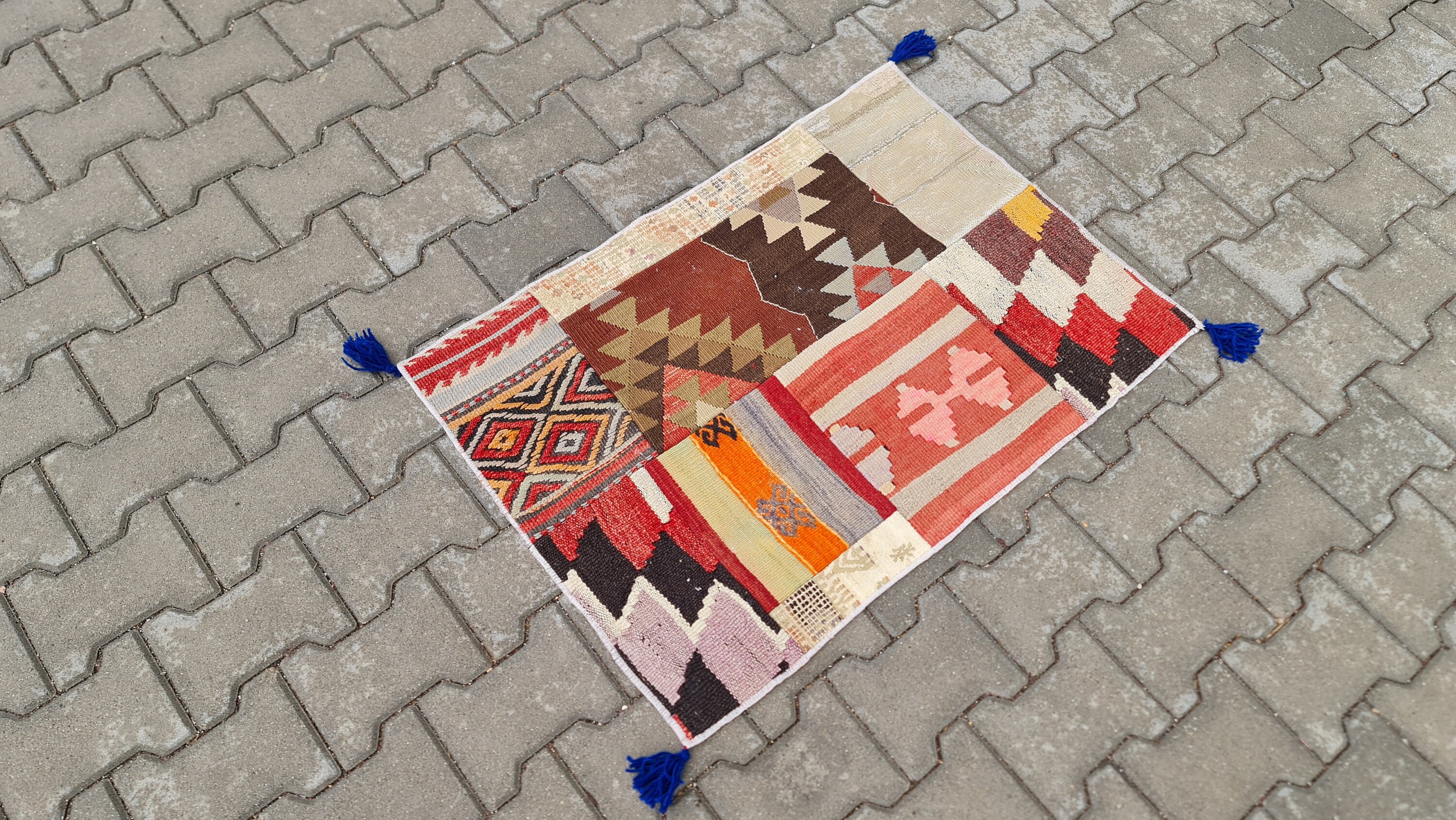 Patchwork small rugs Welcome Rug Turkish Rug Vintage Rug | Etsy
