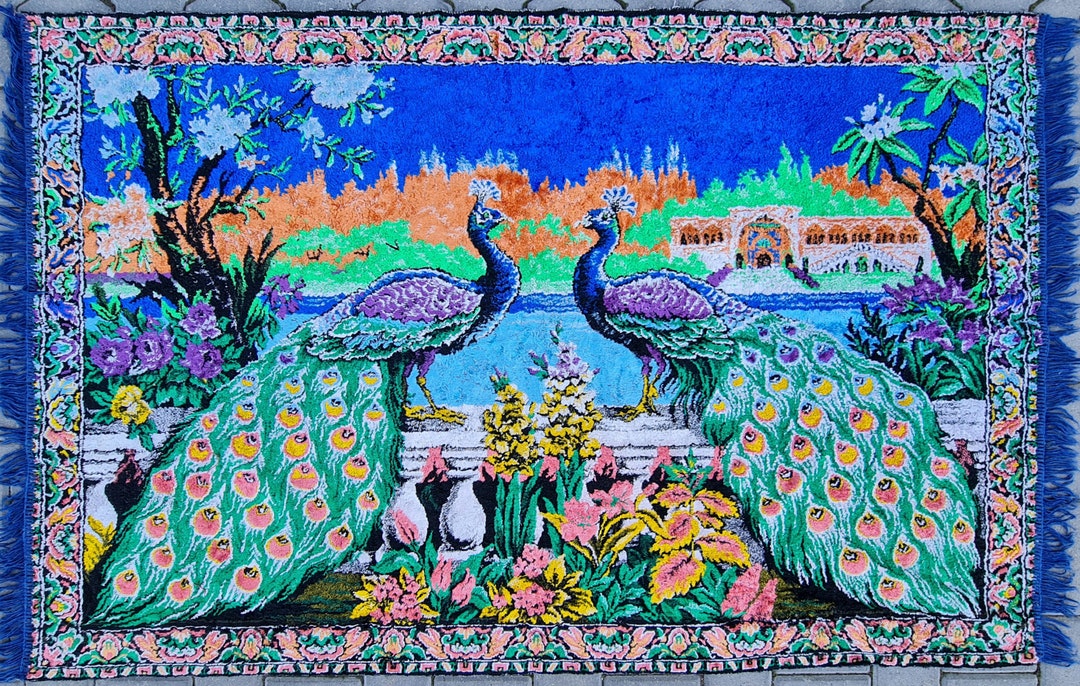 Area Rug 3x5, Vintage Rug 3x5, Handmade Rug, Animal Rug, Peacock Kilim ...