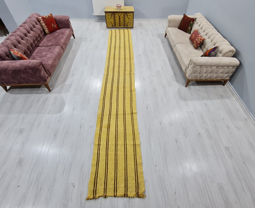 Striped Rug, Yellow Kilim Rug, Kitchen Kilim, Hallway Rug, Dining Rug ...
