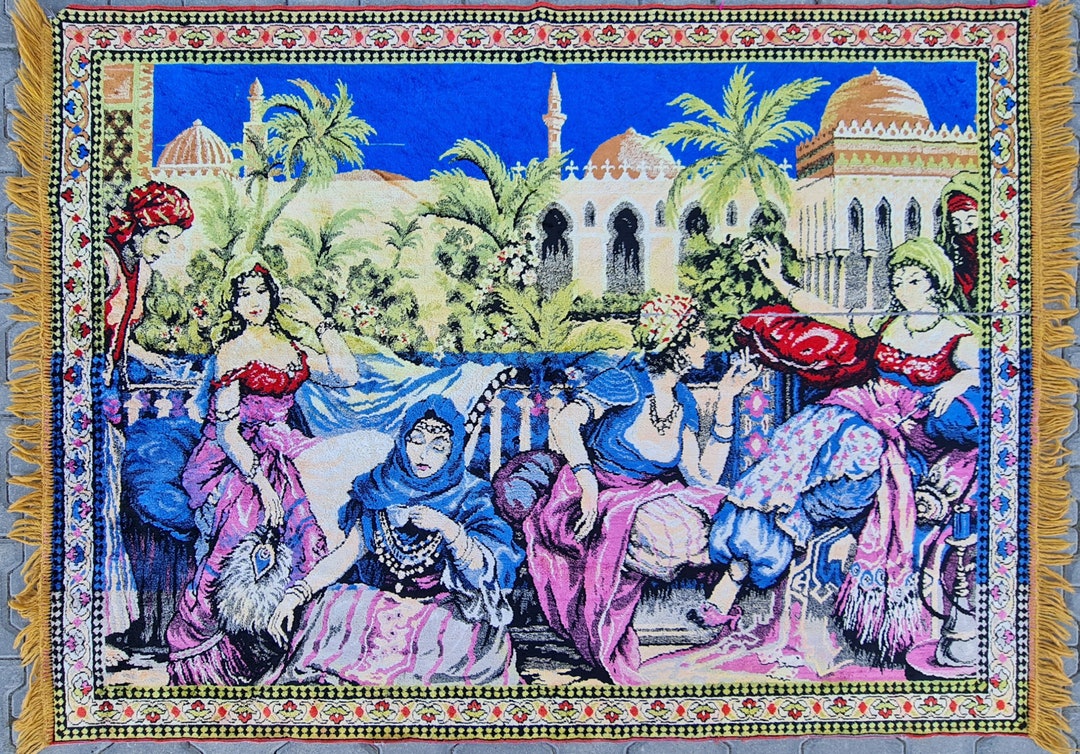 Area Rug 4x5, Vintage Rug 4x5, Office Rug, Art Wall Rug, Paint Kilim ...