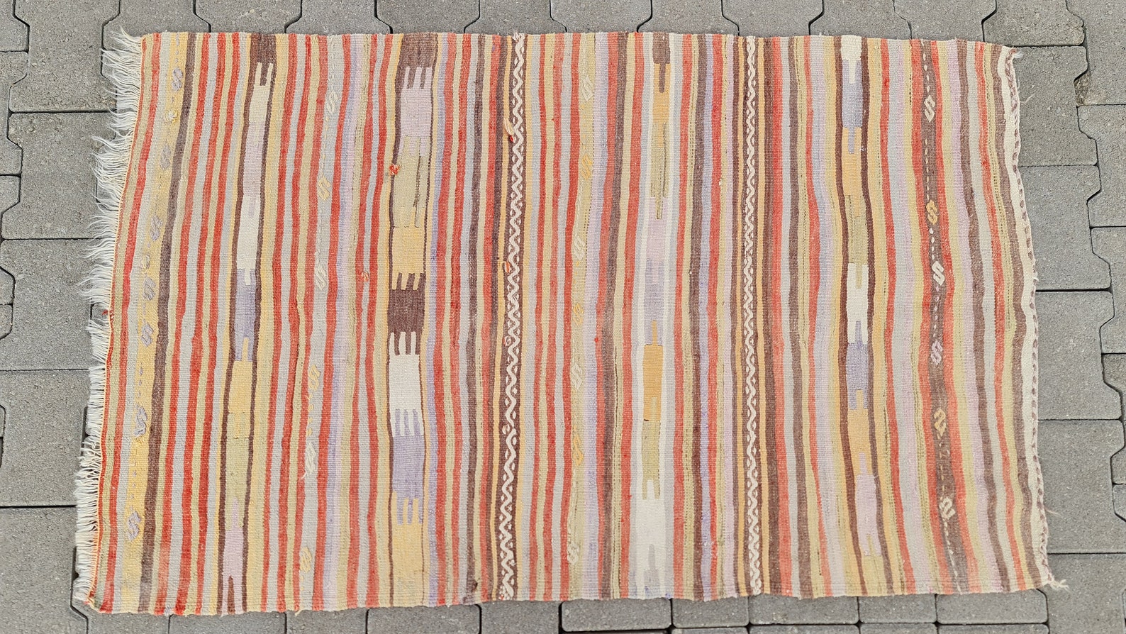 3x4 Rug Striped Rug Kilim Small Area Rug Oushak Rug | Etsy